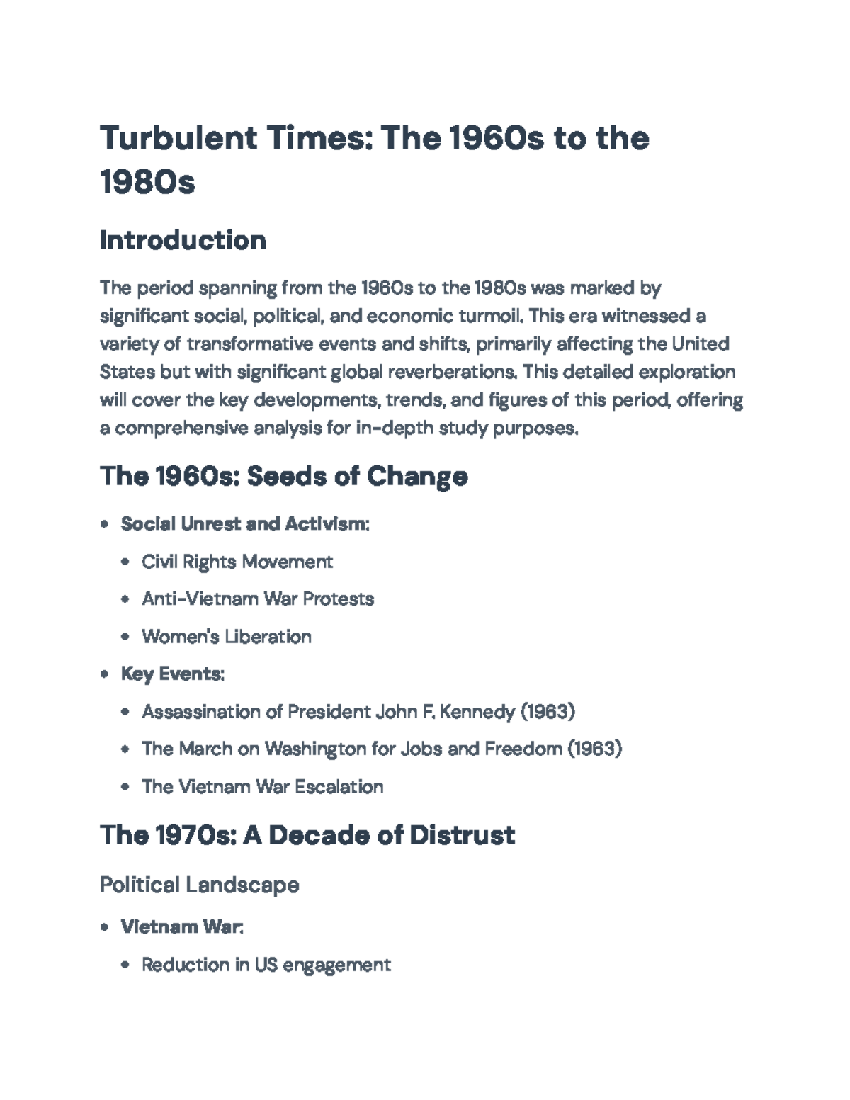 Turbulent Times: Analyzing Social, Political, and Economic Shifts (1960 ...