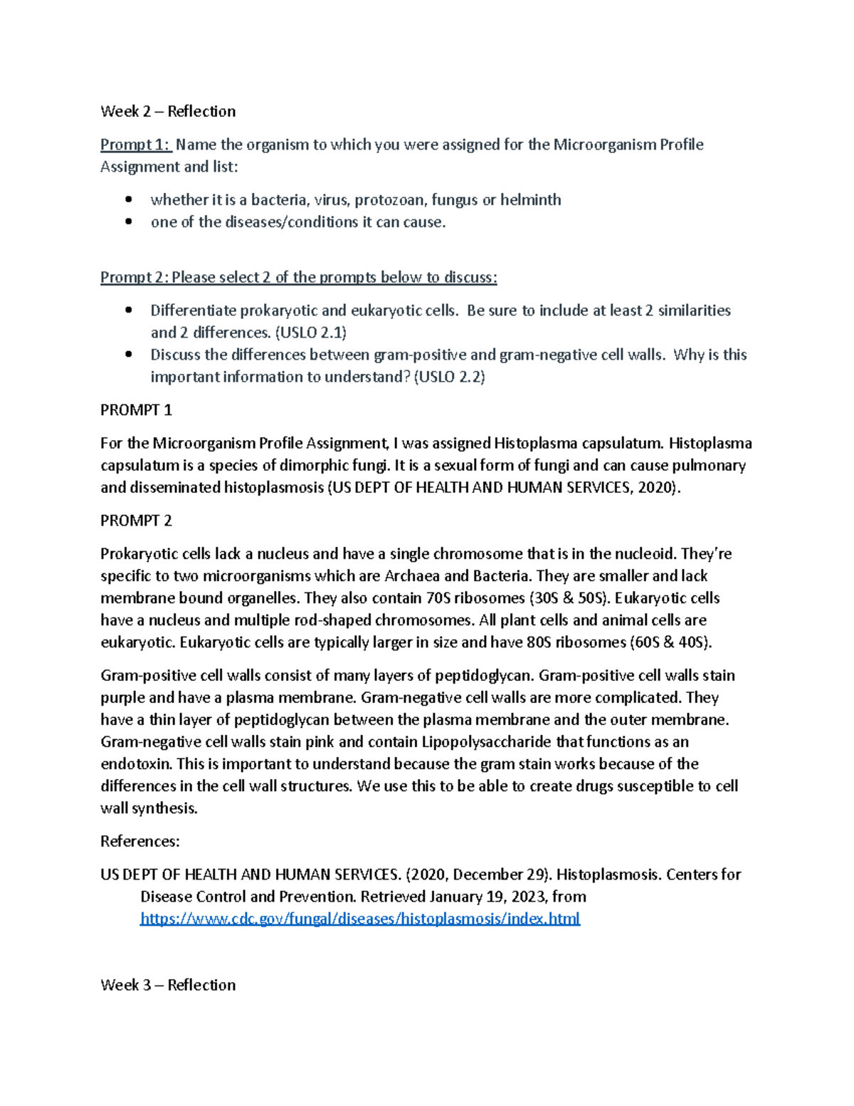Microbiology Discussions: Week 2 & 3 Reflection Notes (USLO 2.1, 2.2, 5 ...