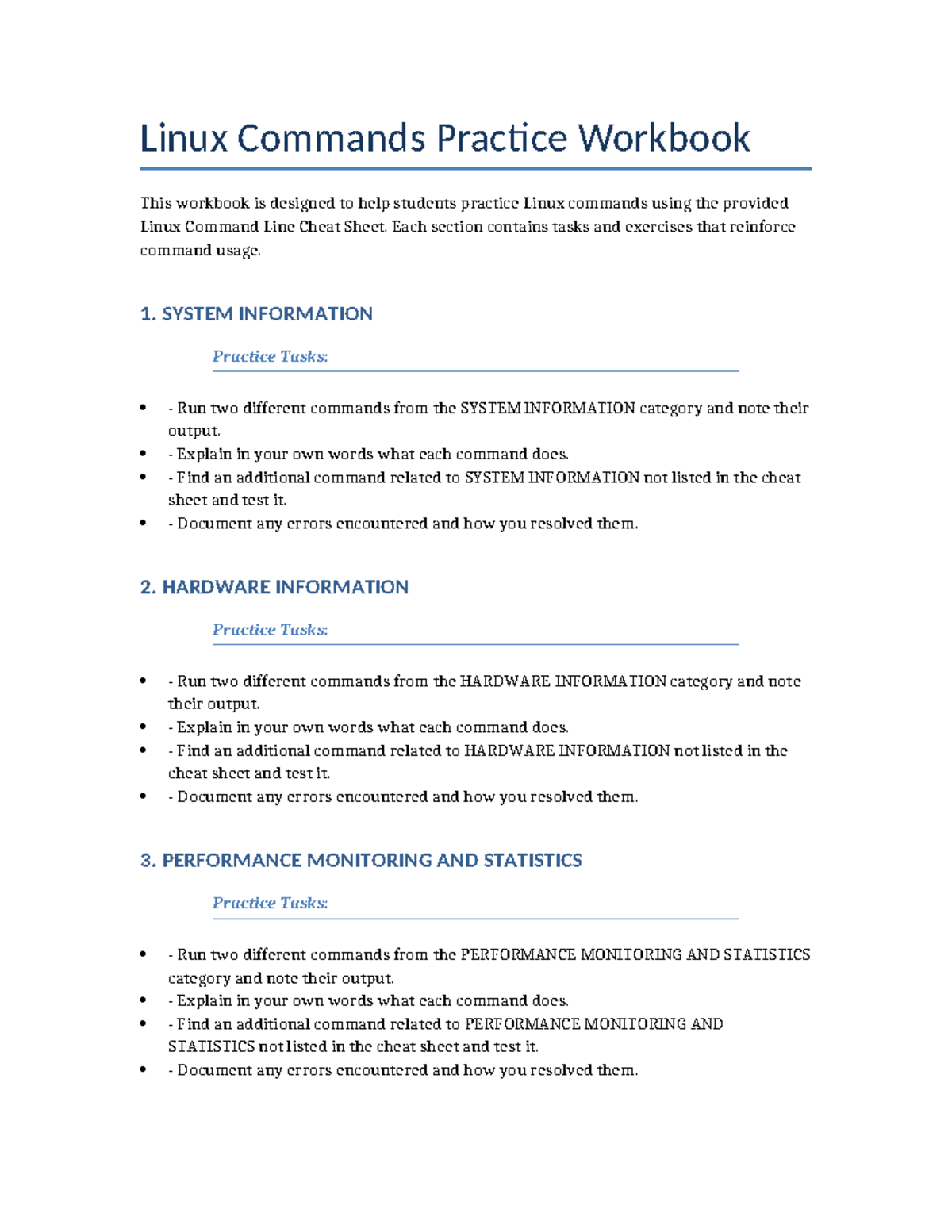 Linux Commands Practice Workbook: Exercises & Tasks Guide - Studocu