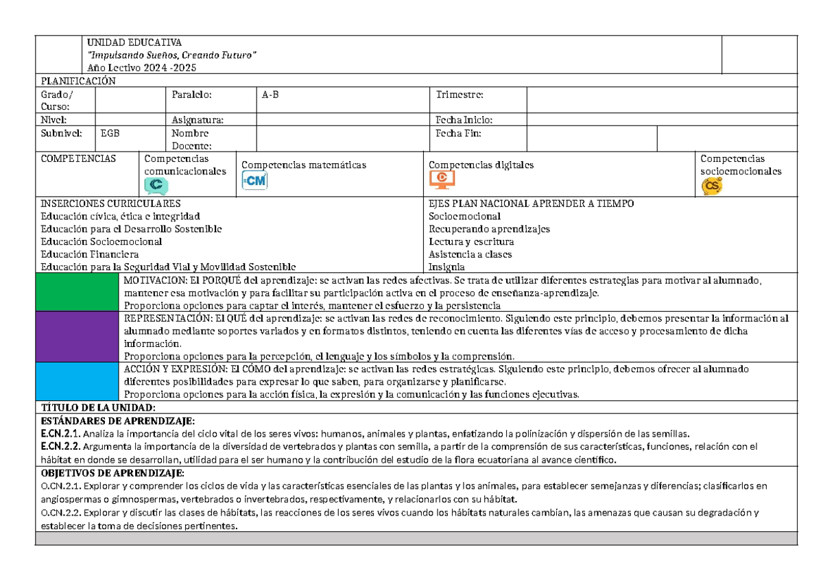 Planificación de Ciencias Naturales 2DO Grado - 1ER Trimestre 2024 ...