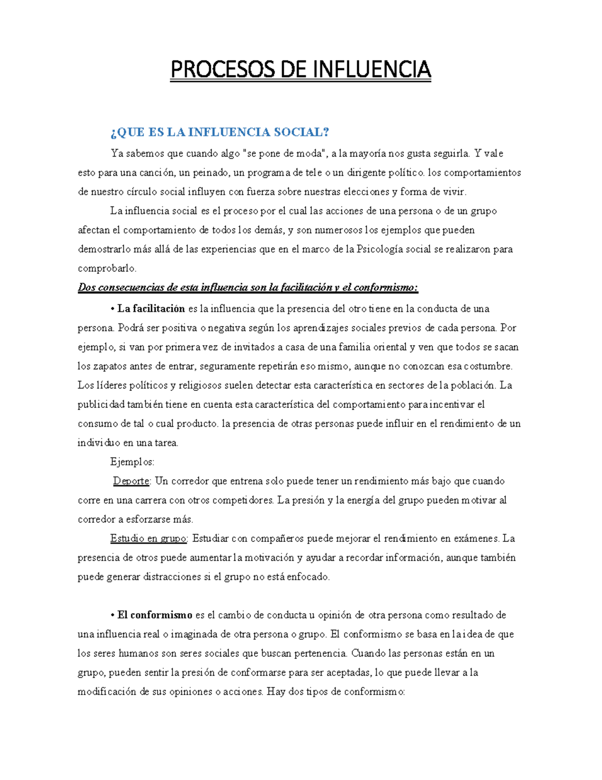 Procesos de influencia - PROCESOS DE INFLUENCIA ¿QUE ES LA INFLUENCIA ...
