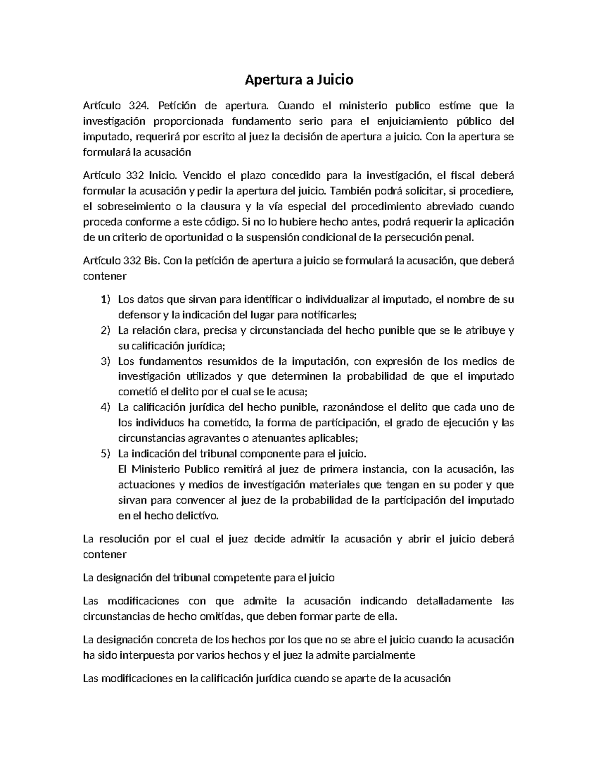 Apertura a Juicio: Material de Apoyo y Fundamentos Legales - Studocu