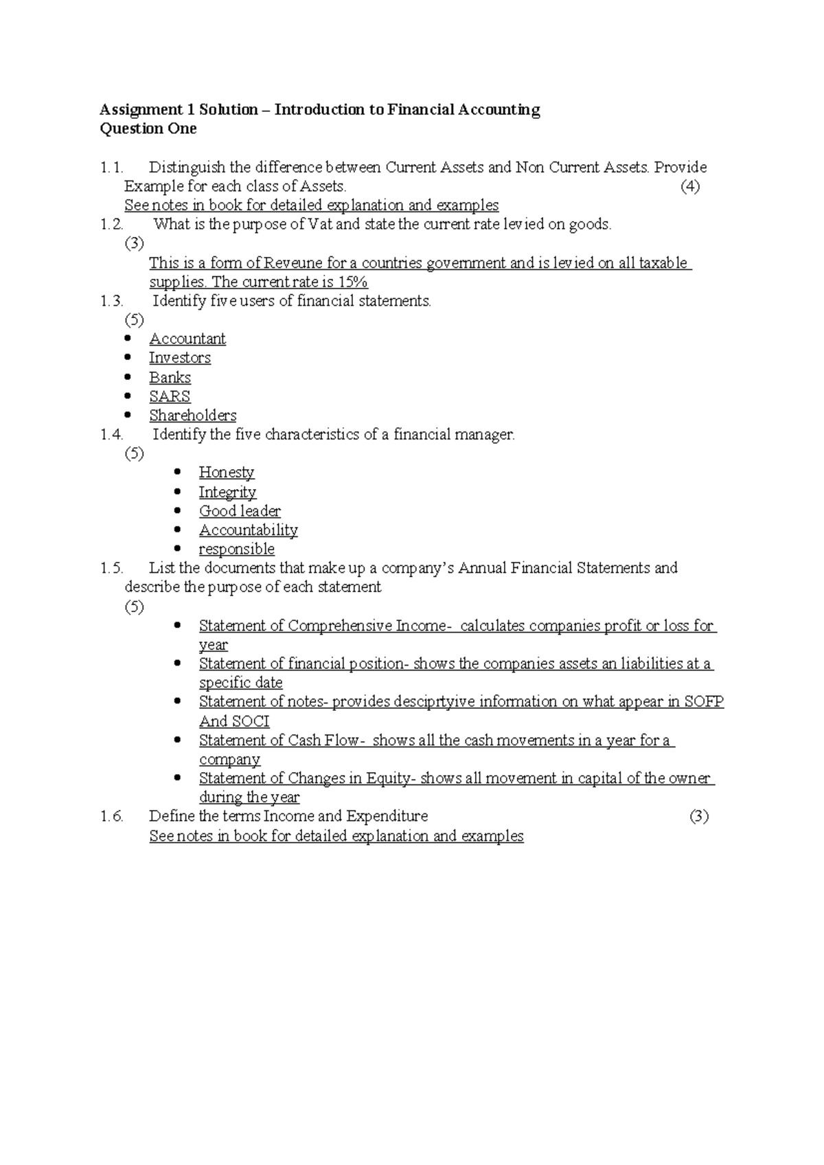 Assignment 1 Solutions: Intro to Financial Accounting (FINA101) - Studocu