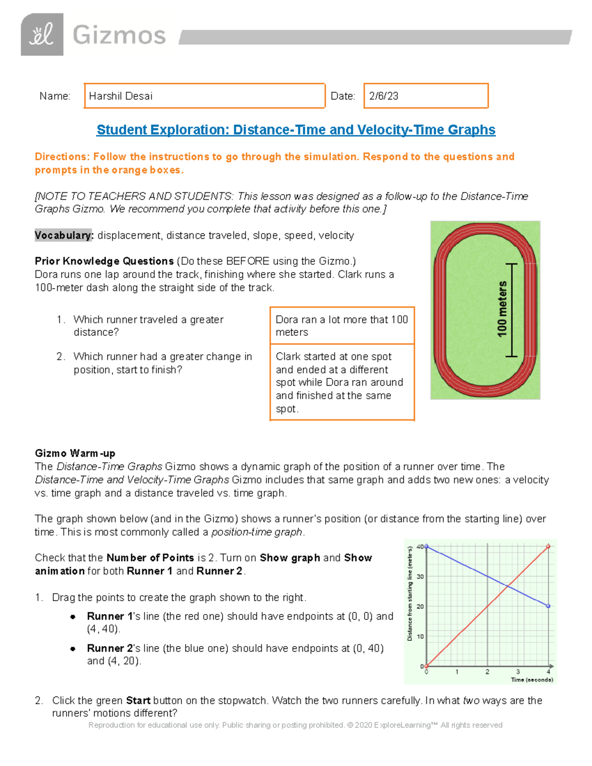 Distance-Time and Velocity-Time Graphs Exploration (SEm) - Studocu