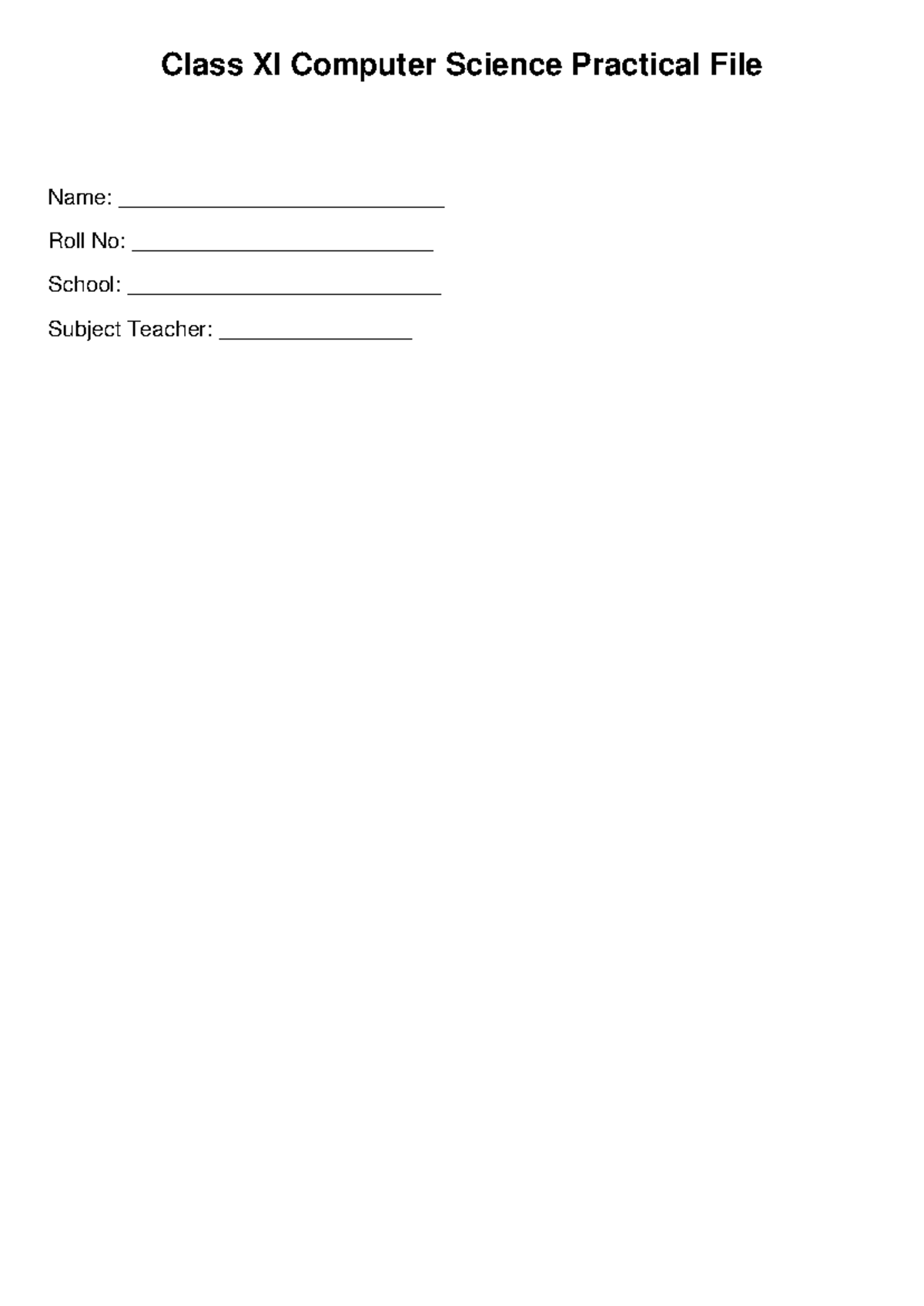 Class XI CS Practical File: Programs & Explanations - Studocu