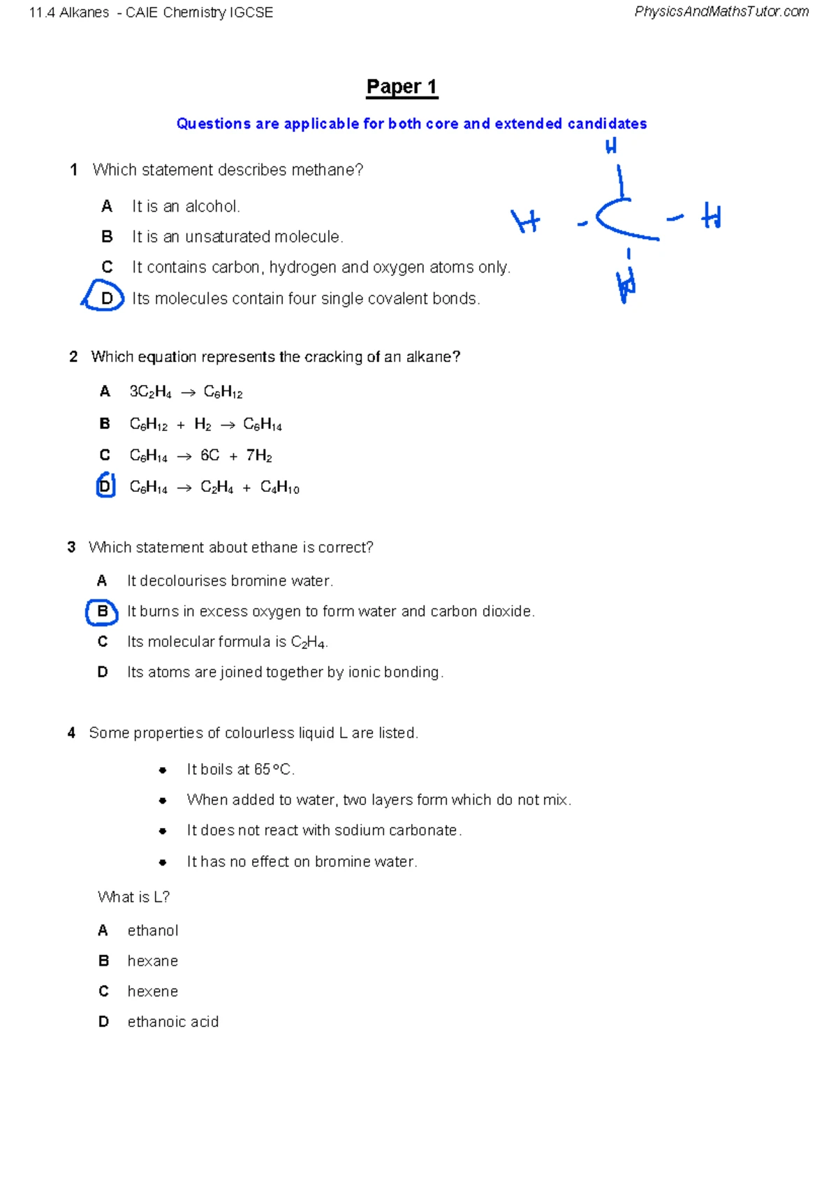 11.2 Naming Organic Compounds QP - CAIE Chemistry IGCSE - Studocu