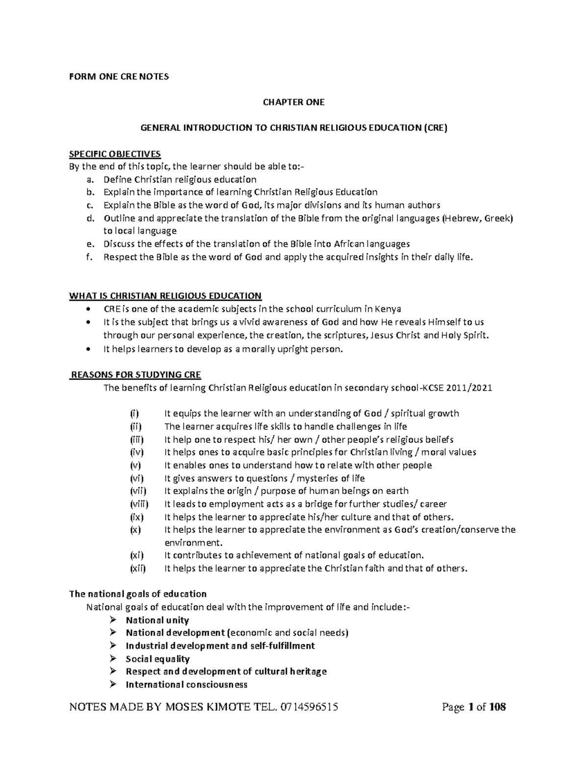 CRE 101 Final Exam Notes: Understanding Christian Religious Education ...