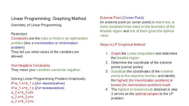 Management Science - Linear Programming: Graphing & Simplex Methods - Studocu