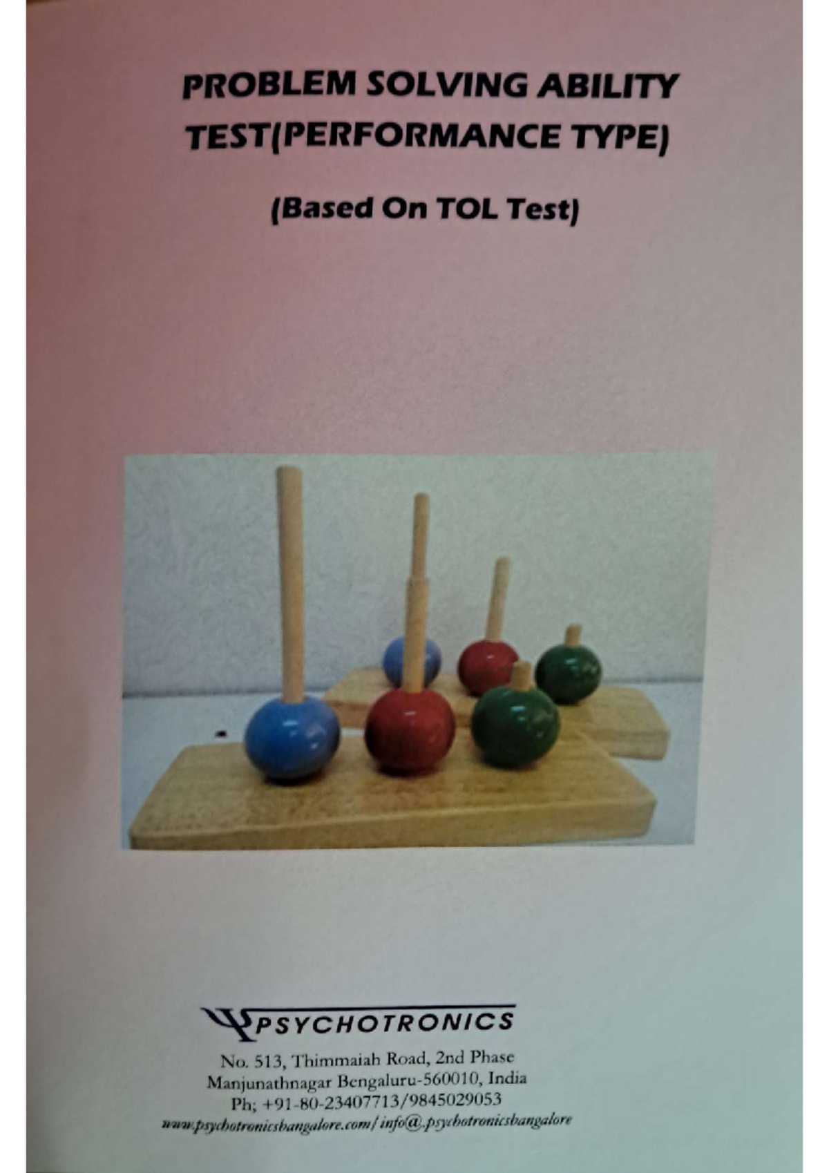 Tower of London Test Manual: Problem Solving Ability Assessment - Studocu