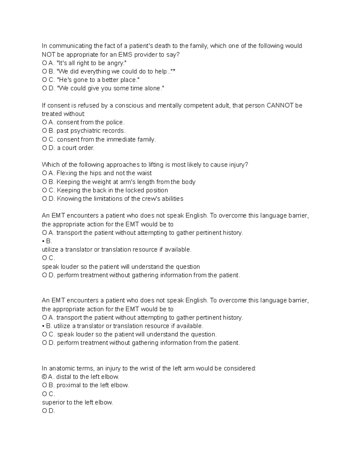 EMS Communication and Patient Care Guidelines: Exam Review (EMT 101 ...