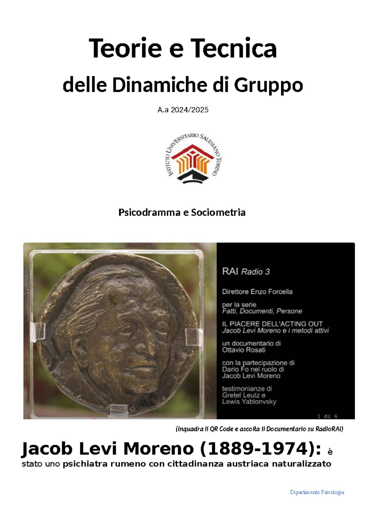 Psicodramma e Sociometria: Teorie di Jacob Levi Moreno (A.a) - Studocu