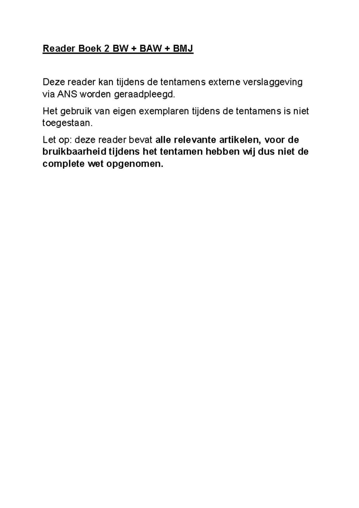 Reader Boek 2 BW BAW BMJ Tentamen Externe Verslaggeving 2024-2025 ...