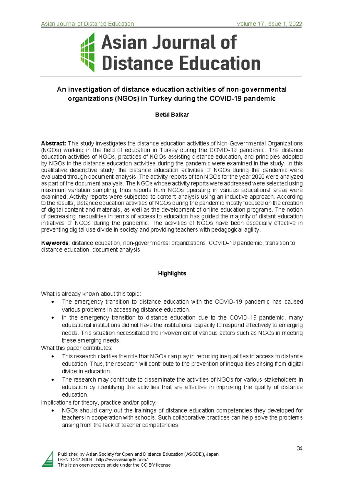 EJ1350291 - NGO Distance Education Efforts in Turkey During COVID-19 ...