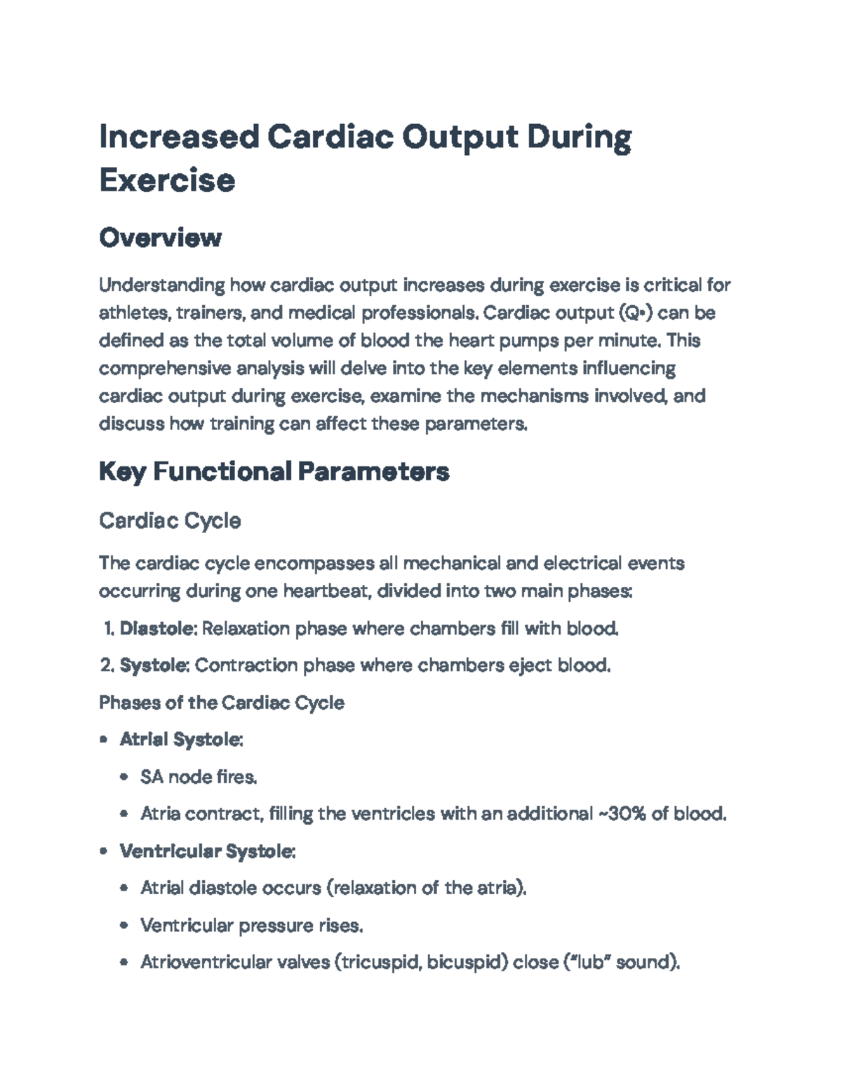 Cardiac Output Mechanisms & Changes During Exercise: A Comprehensive ...
