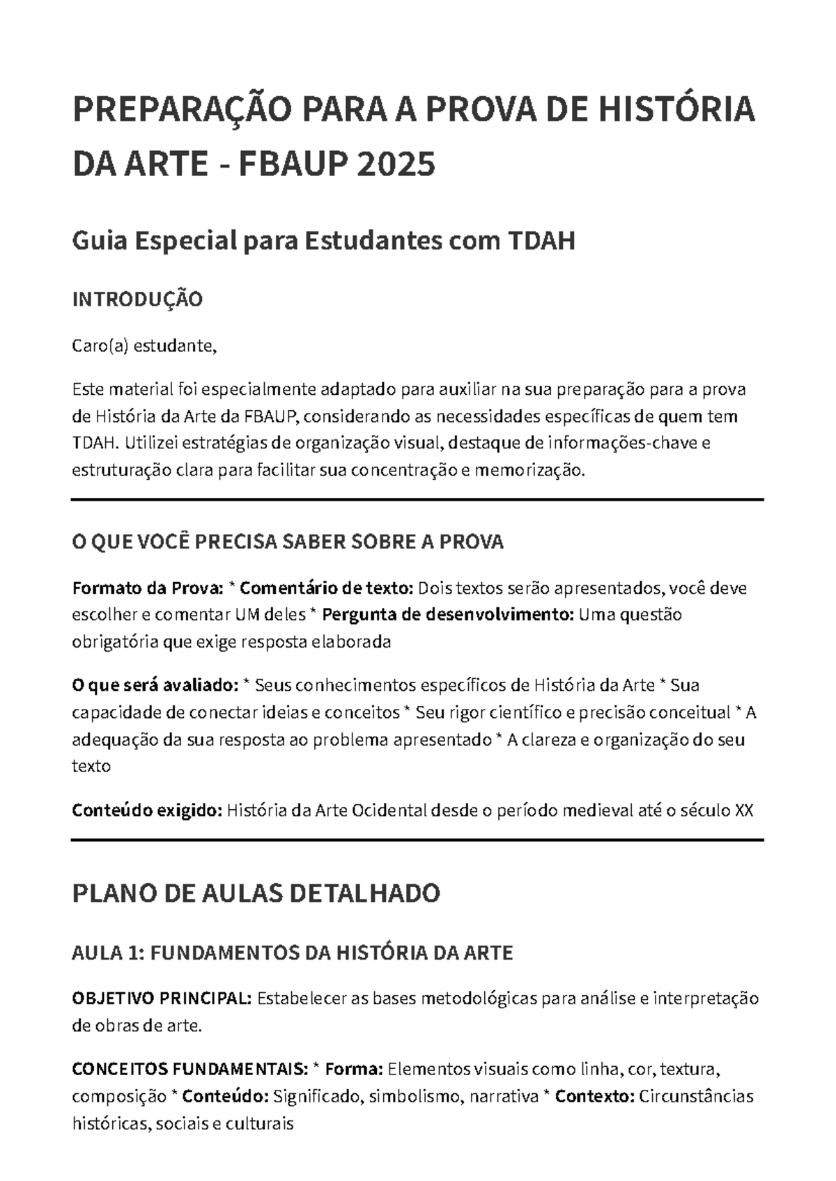 Preparação para a Prova de História da Arte FBAUP 2025: Guia para TDAH ...