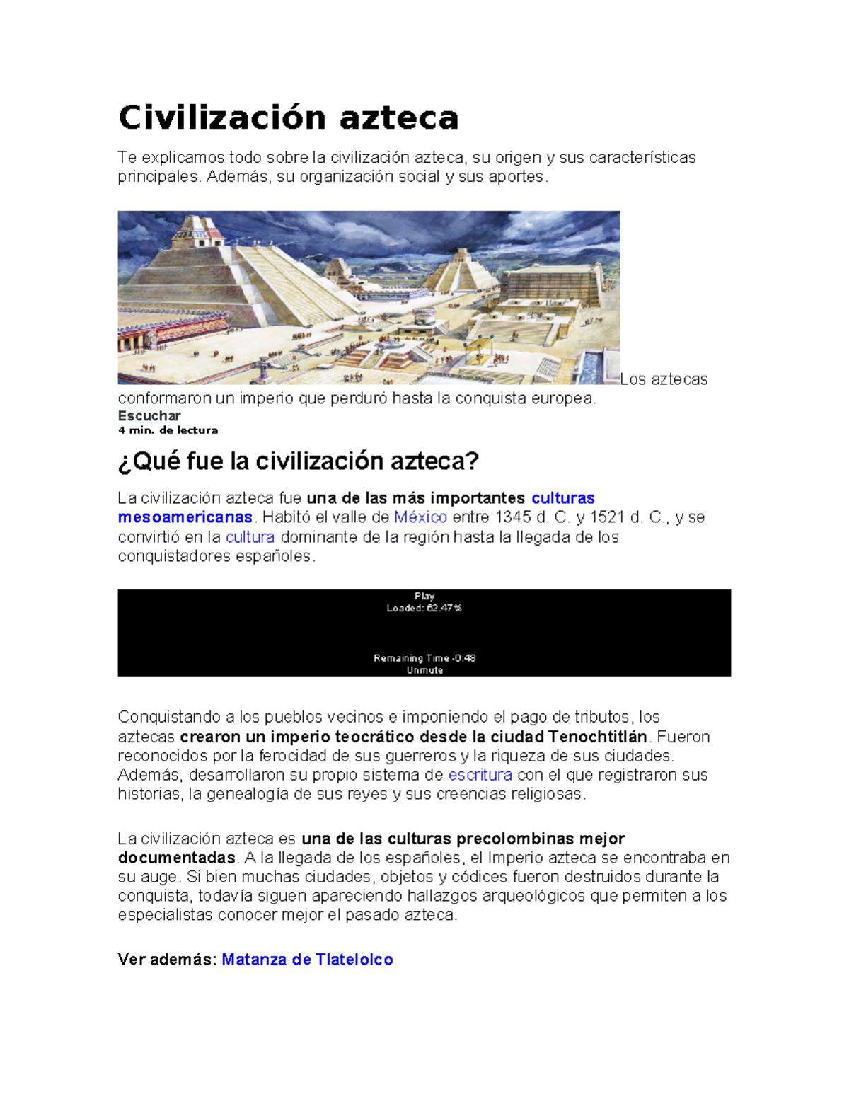 Civilización Azteca: Origen, Organización y Aportes Culturales - Studocu