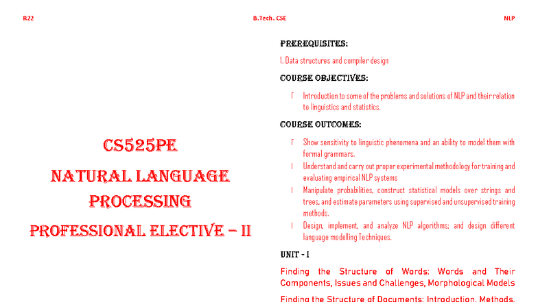 Nlp unit 3 - Natural language processing - CS525PE Natural Language ...
