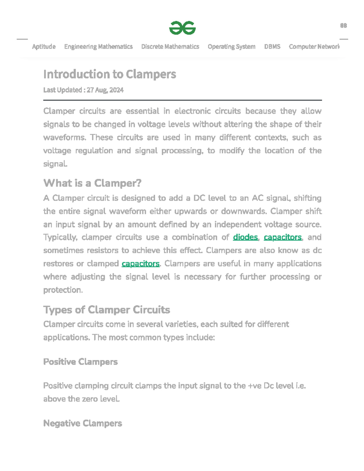 Introduction to Clampers - Clipper Notes for Engineering Students - Studocu