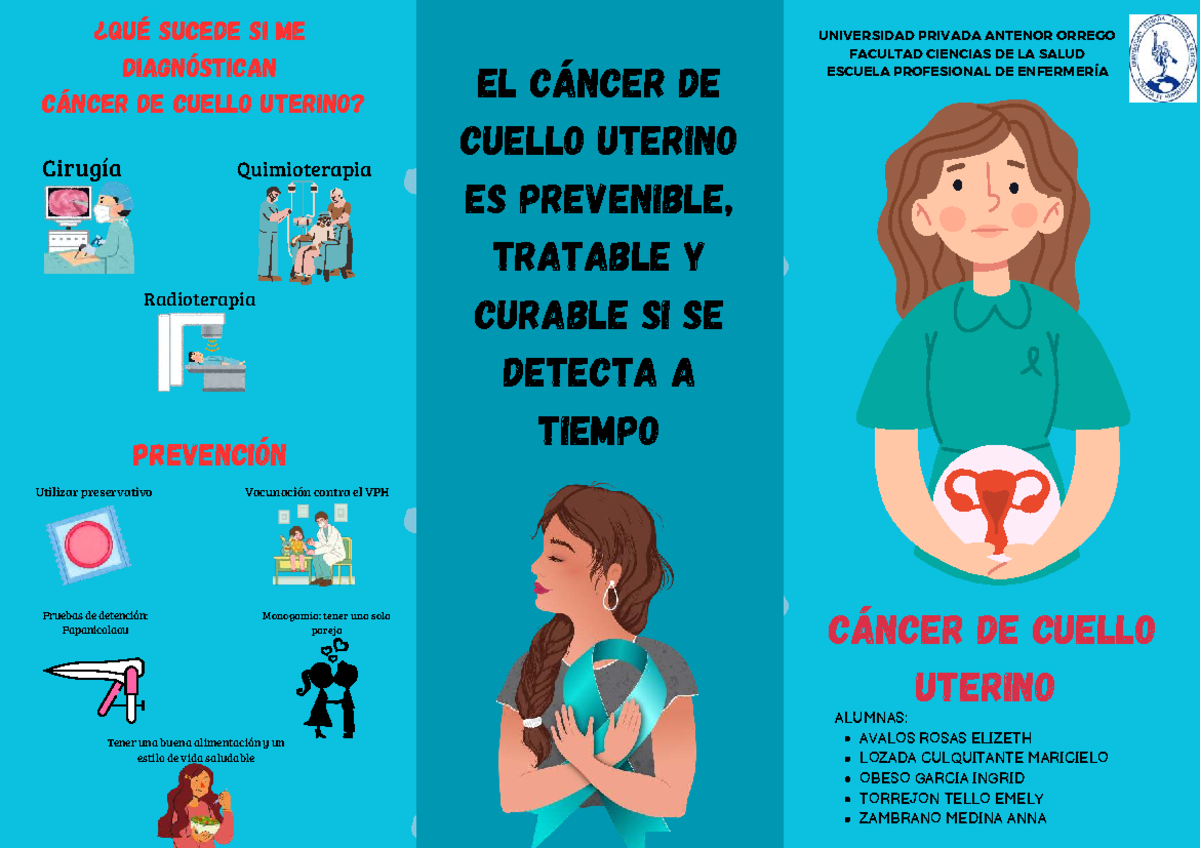 Tríptico sobre Cáncer de Cuello Uterino: Prevención y Tratamiento - Studocu