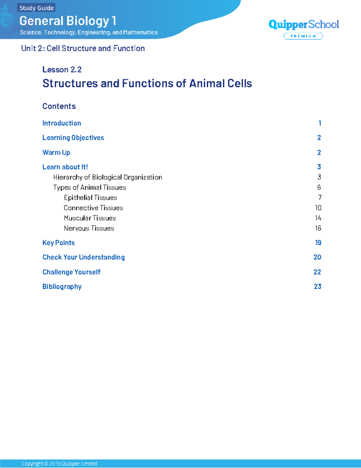 Structures and Functions of Animal Cells - Lesson 2 Overview - Studocu