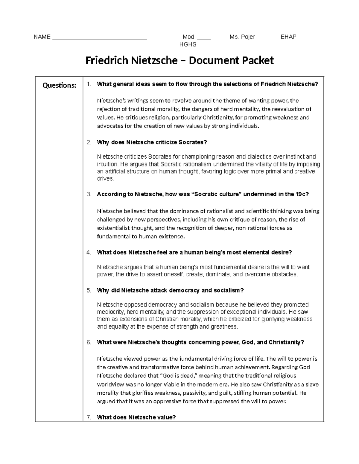 Docs Packet-Nietzsche - NAME _____________________________ Mod ____ Ms ...