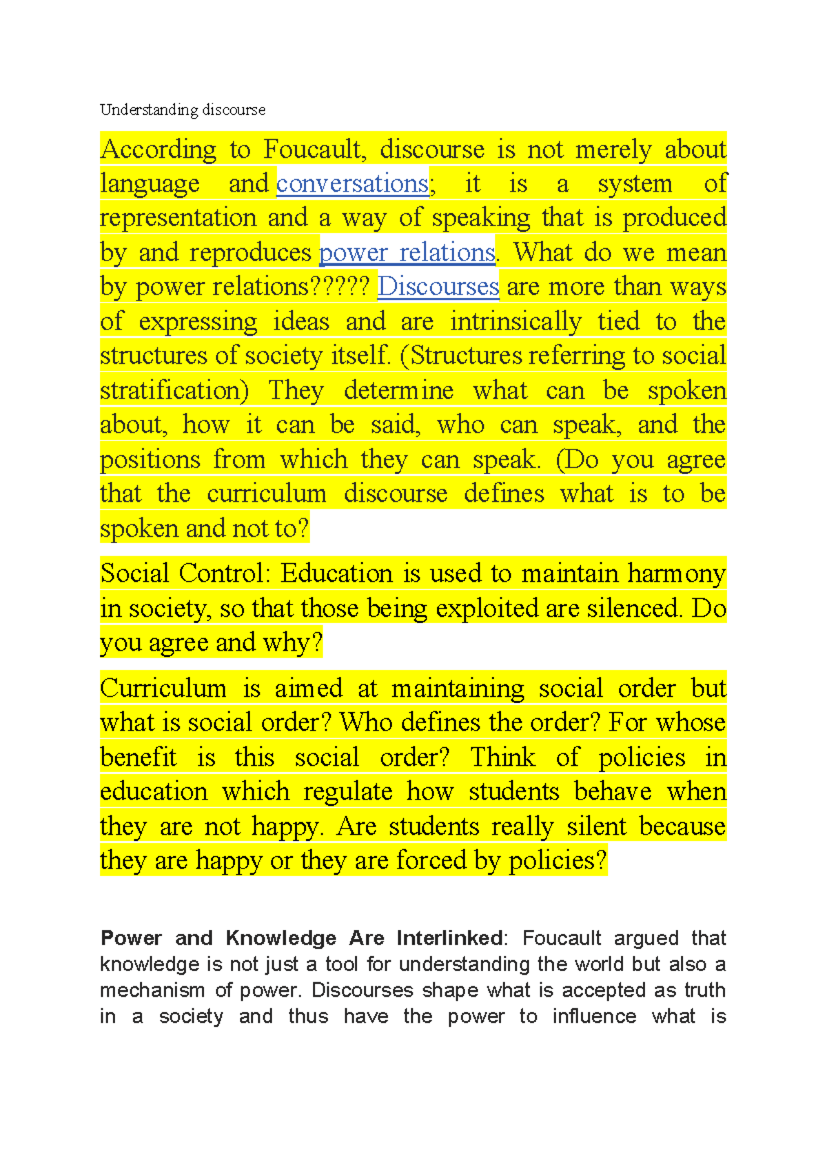 Understanding Foucault's Discourse: Power, Knowledge, and Education ...