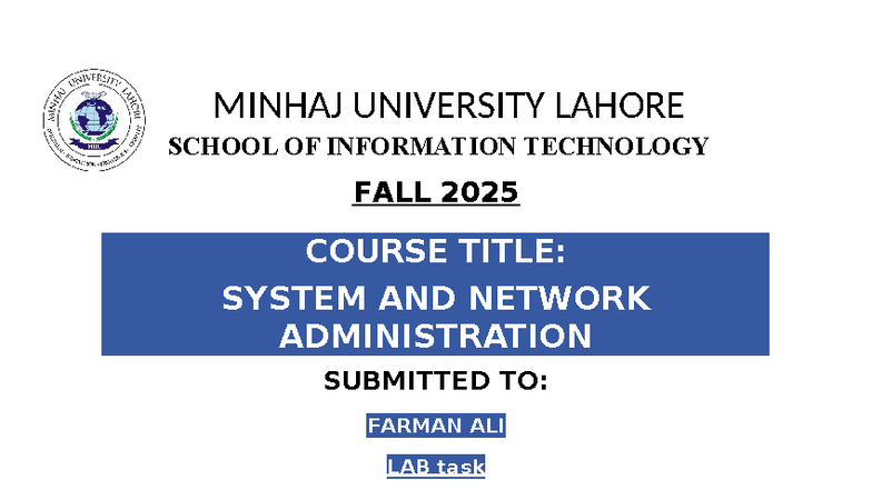 Cna lab task - hhhh - Computer science - FALL 2025 COURSE TITLE: SYSTEM ...