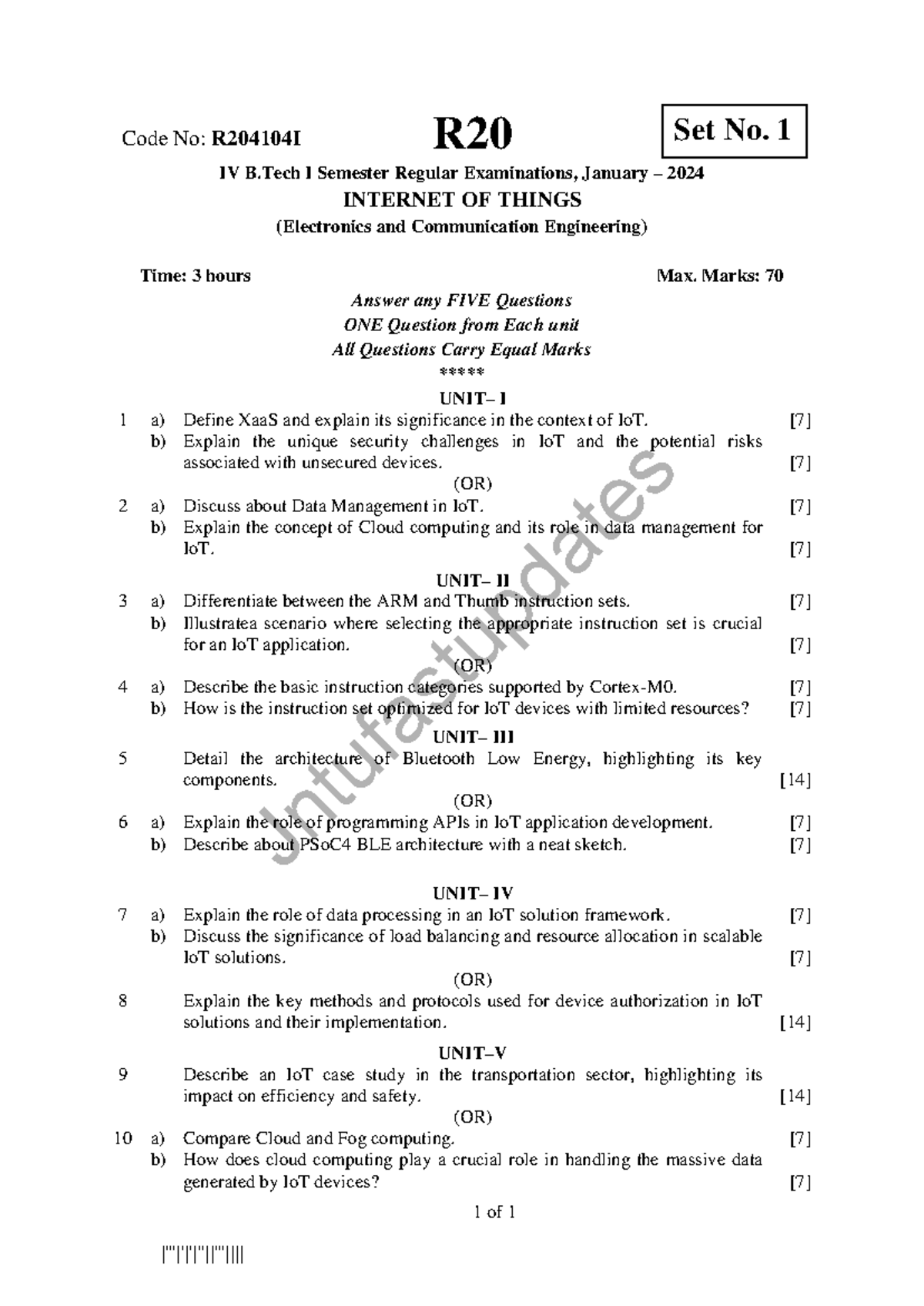 R20 Code No: R204104I IV B.Tech I Sem Regular Exam Jan 2024 - IoT Study ...