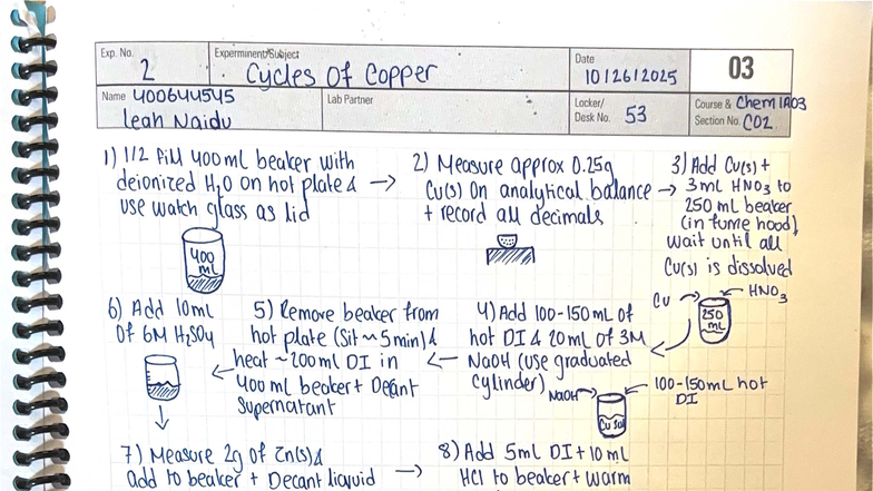 Cycles of Copper Lab Report - Chem 1A03 - Studocu
