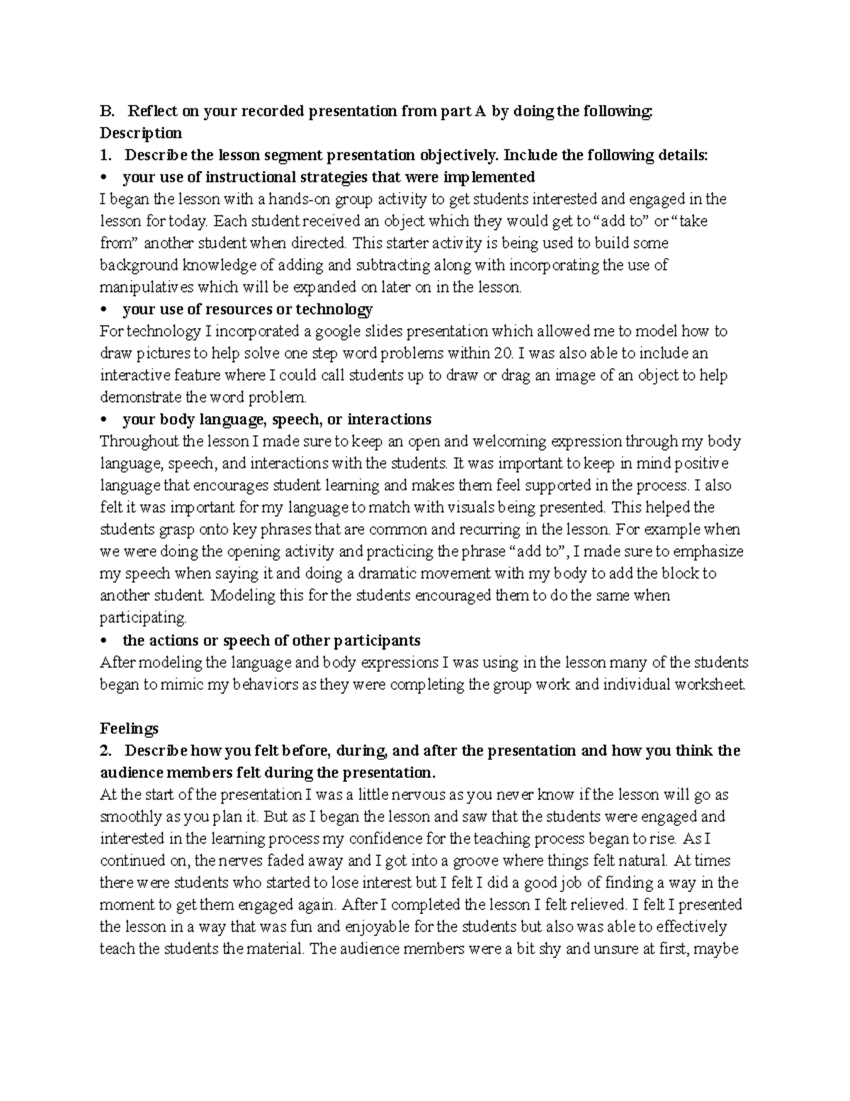 DGM3 Task 4 - Reflection on Lesson Presentation Effectiveness - Studocu