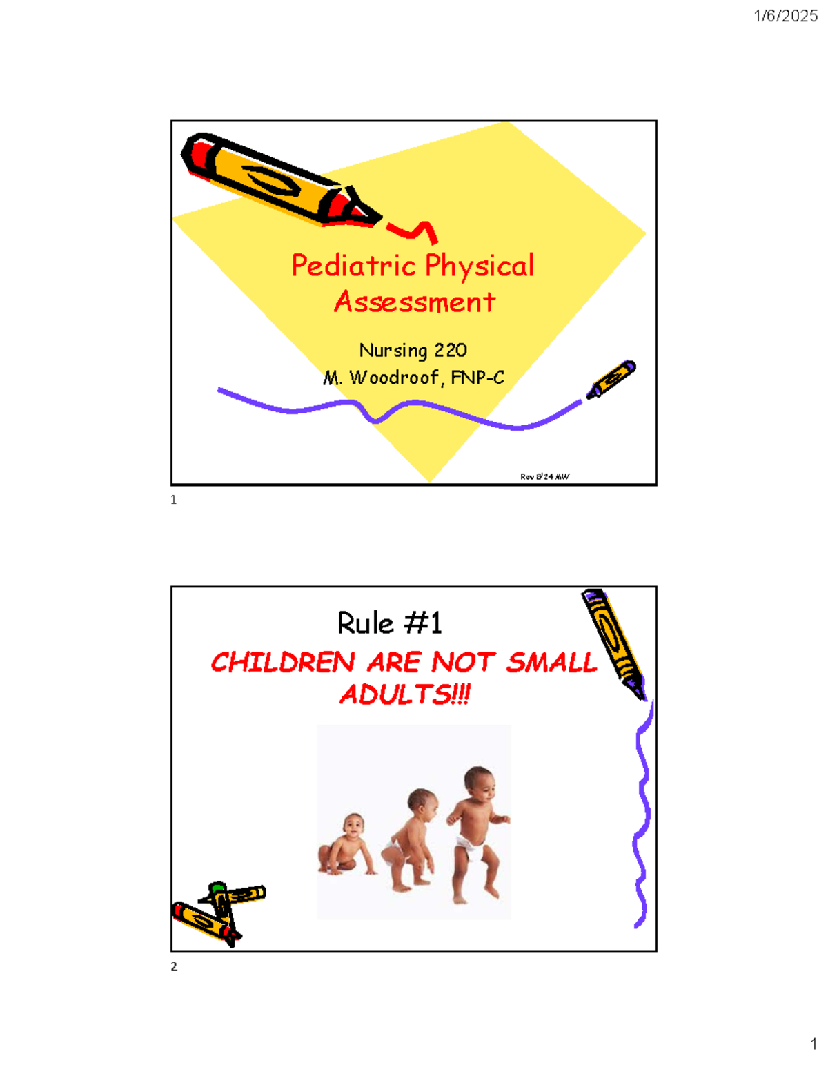 Pediatric Physical Assessment Nursing 220: Key Concepts & Guidelines ...