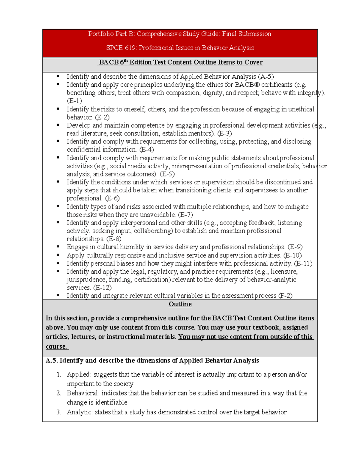 SPCE 619 Final Study Guide: Comprehensive Overview of ABA Ethics and ...