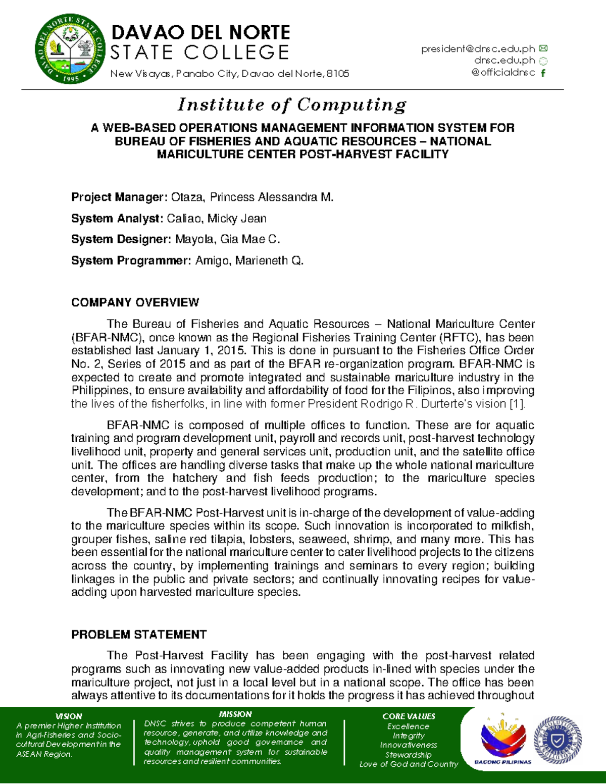 WEB-Based Management Information System for BFAR-NMC Post-Harvest ...