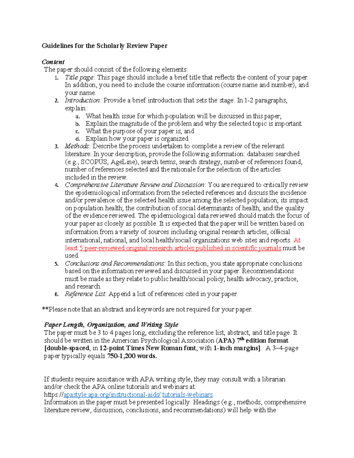 Guidelines for Writing a Scholarly Review Paper (Course Code) - Studocu