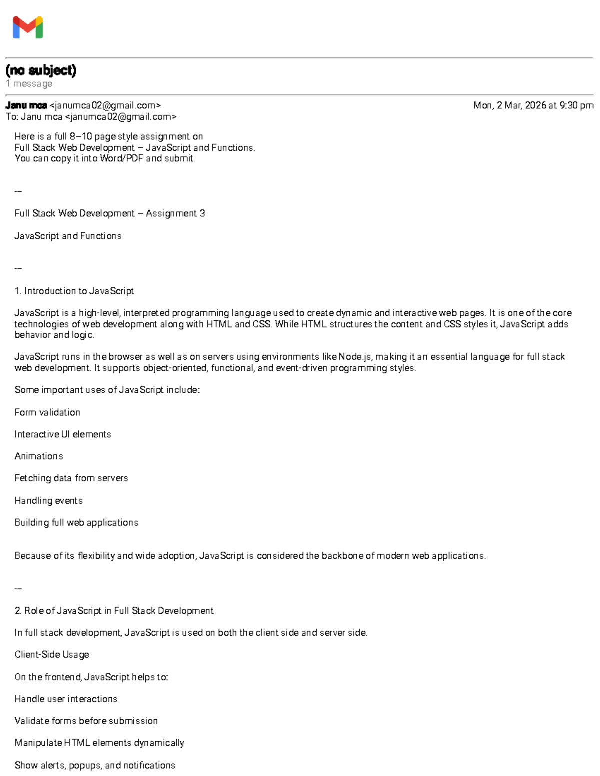 Full Stack Web Development Assignment 3: JavaScript & Functions ...