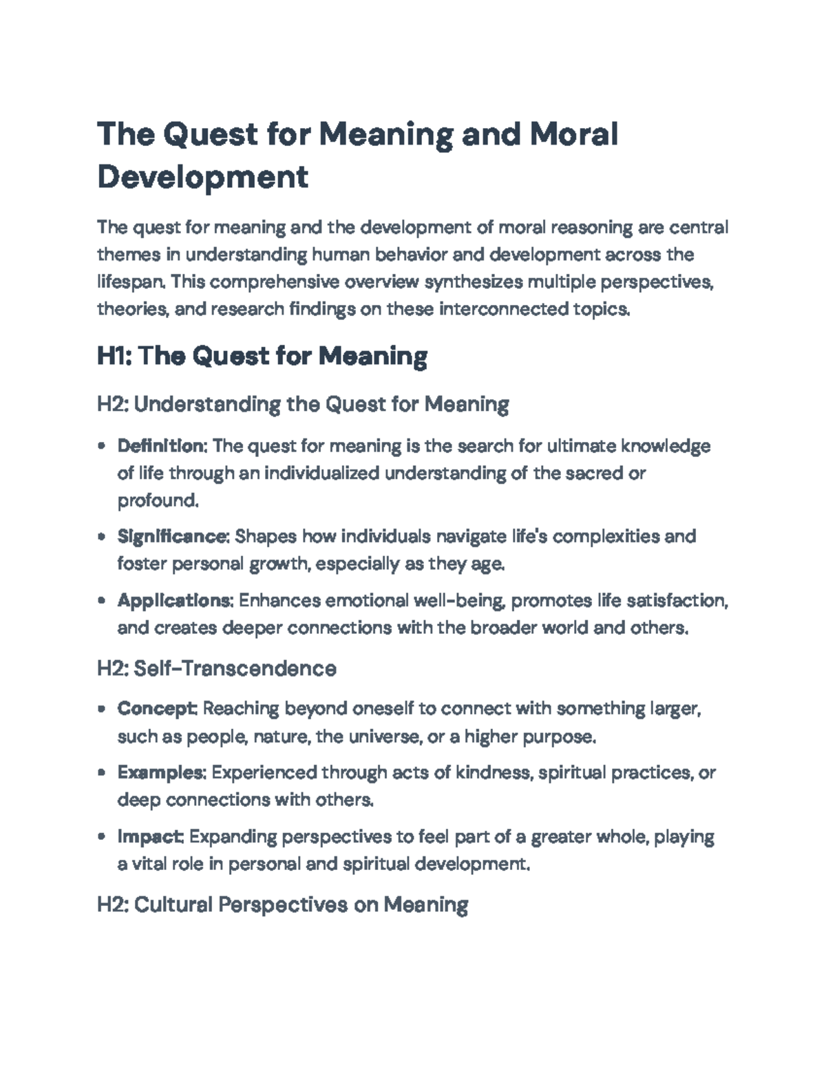 The Quest for Meaning and Moral Development: An In-Depth Overview - The ...