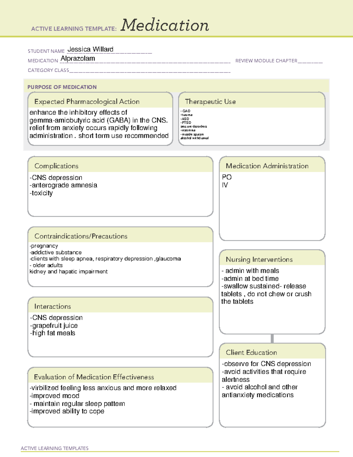 Medication Interaction Review - Active Learning Template for Alprazolam ...