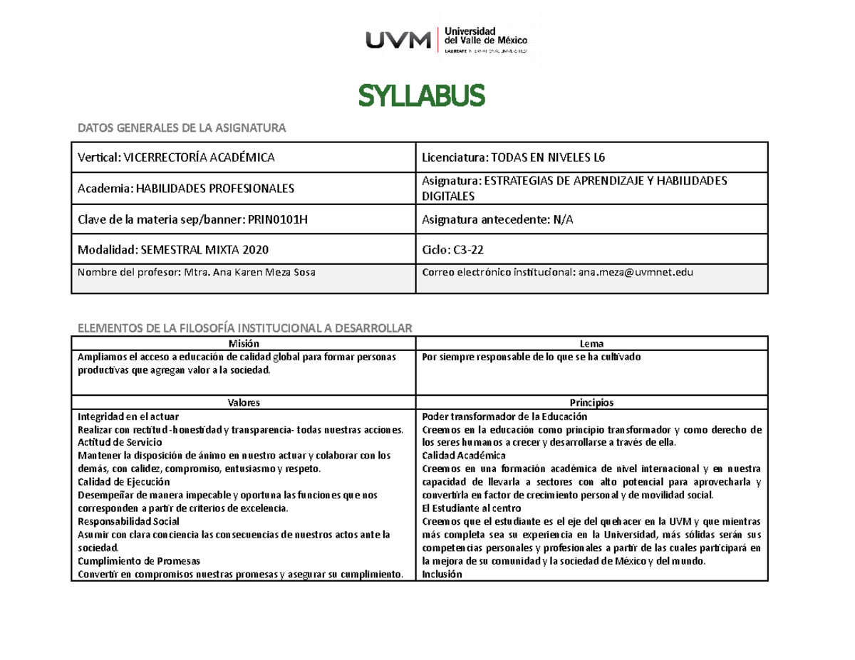 Syllabus L6 Estrategias de aprendizaje y habilidades digitales C3 2022 ...