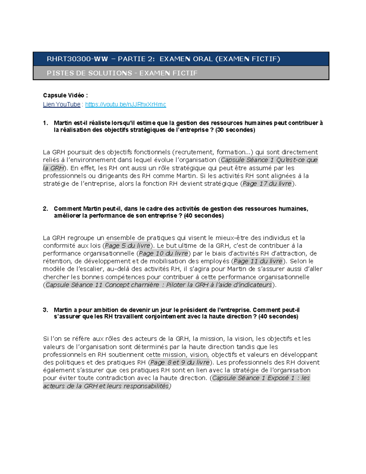 30300 WE Directives Partie 2 Examen Oral- Fictif- Pistes DE Solutions ...