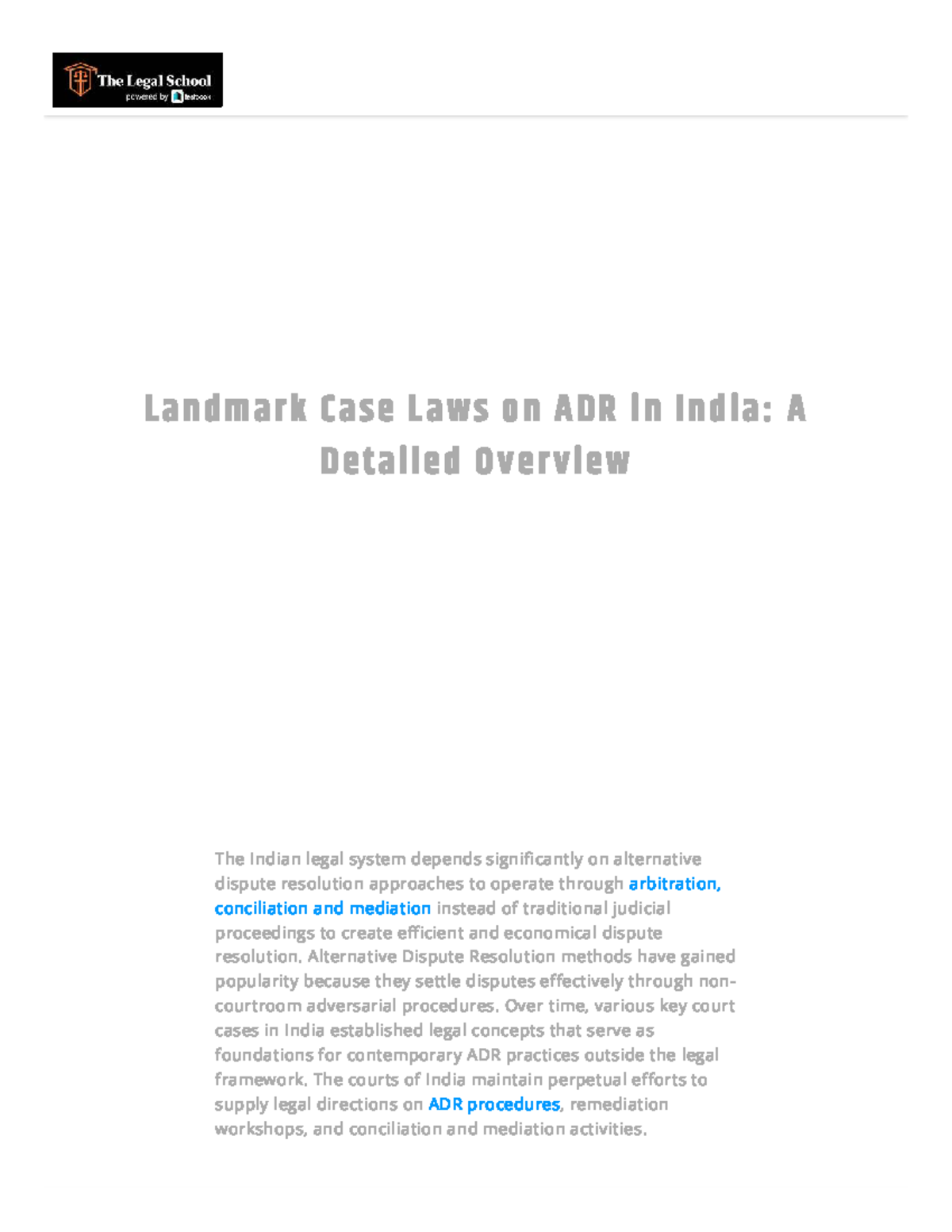 Landmark ADR Case Laws in India: Key Insights and Impacts - Studocu
