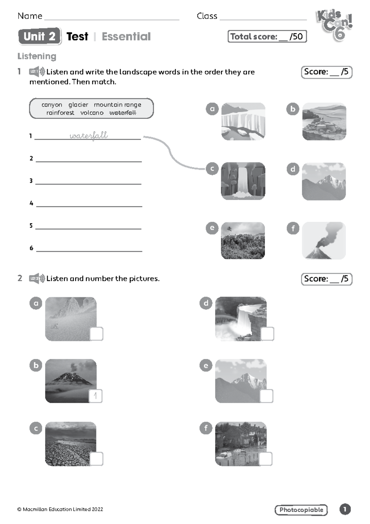 KC L6 Essential Unit 2: Landscapes Listening & Reading Test - Studocu
