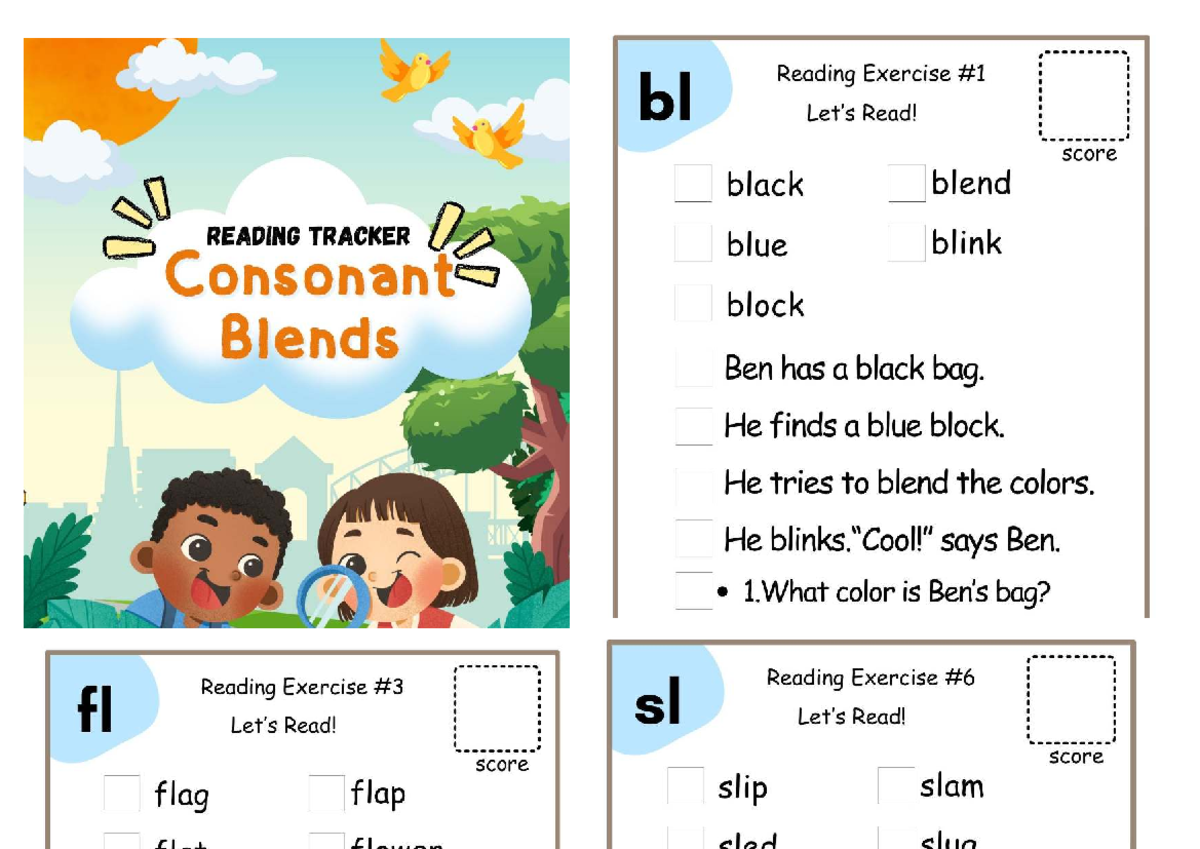 Grade 1 Reading & Activity Sheet: Blends and Comprehension - Studocu