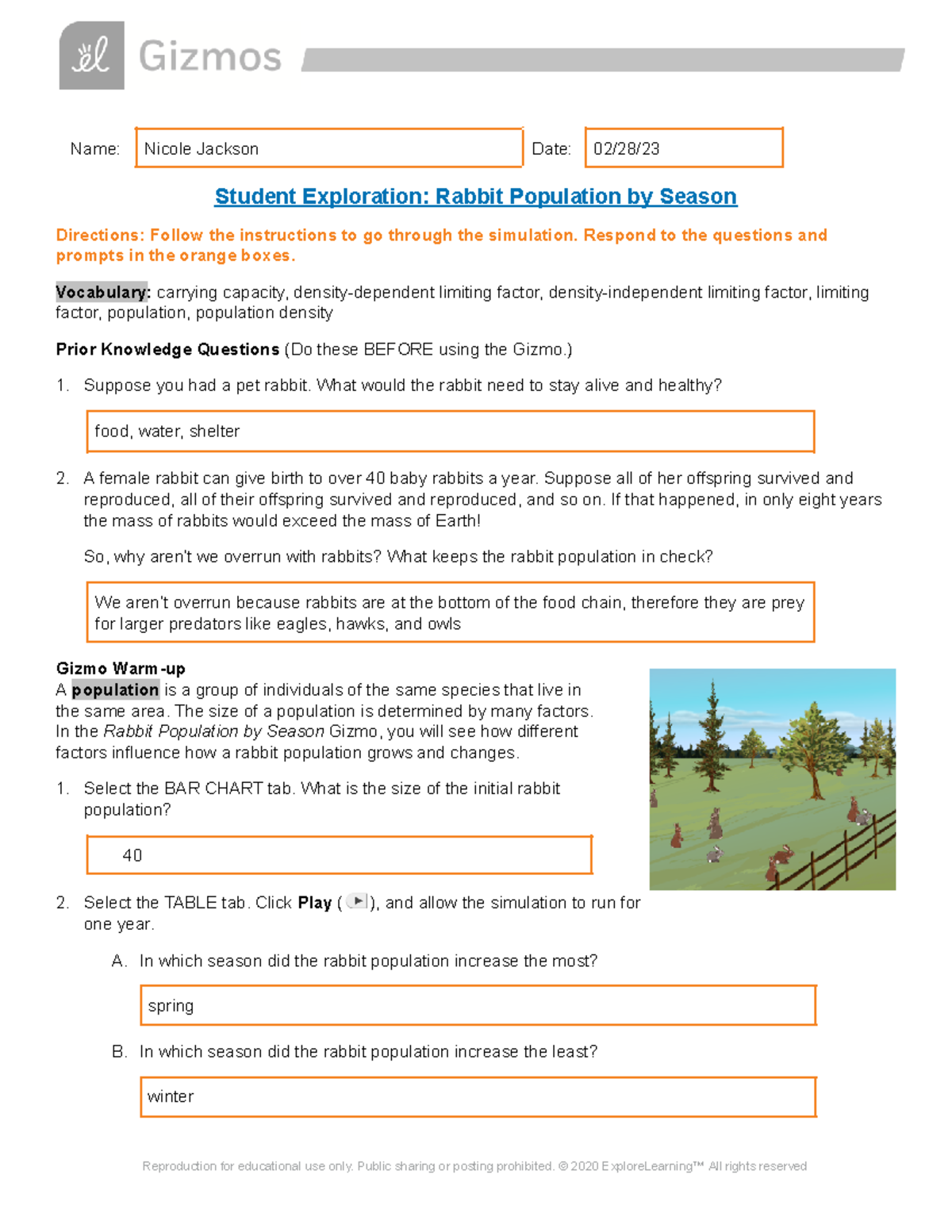 Copy of Nicole Jackson - Gizmo:Rabbit Population Season - Name: Nicole ...