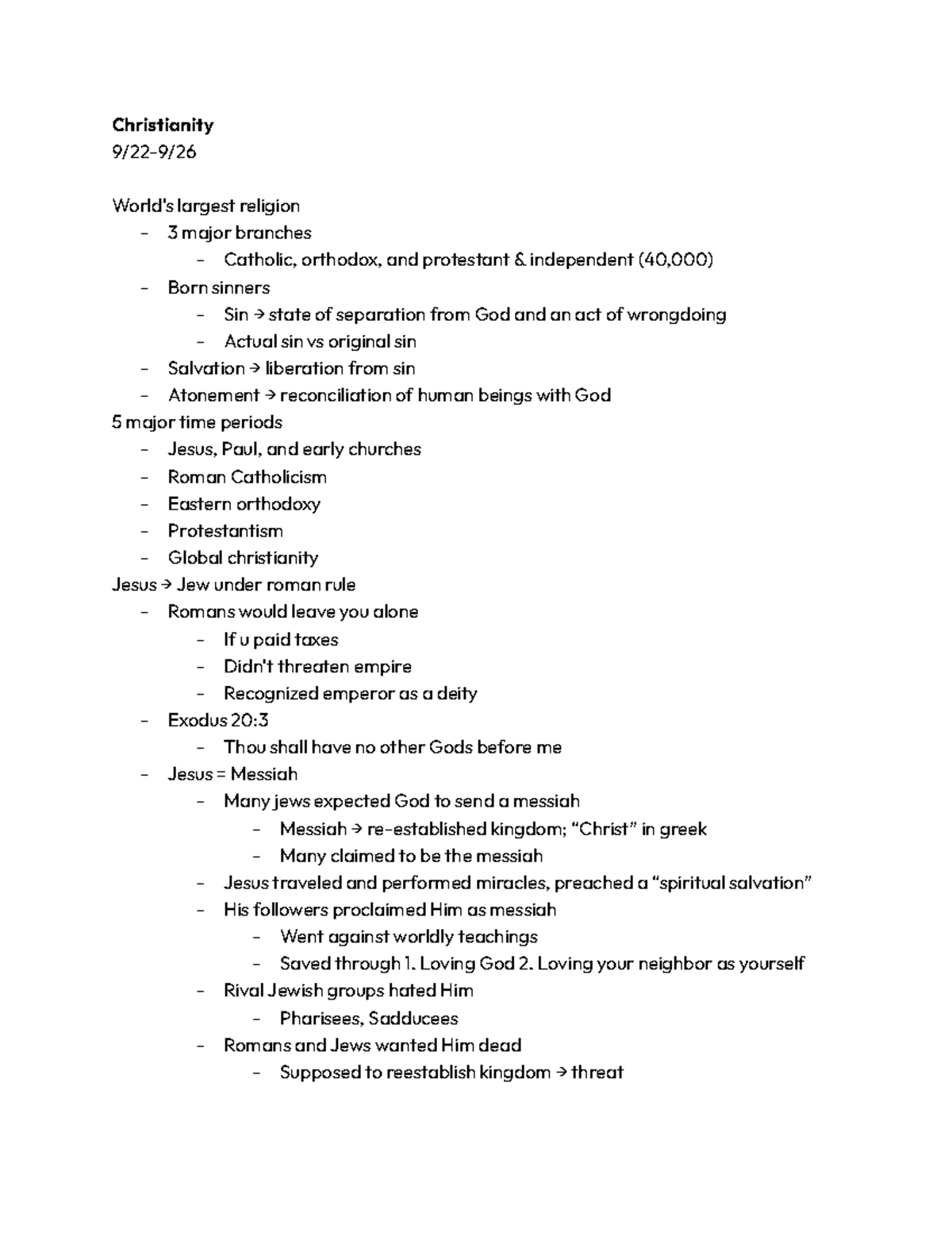 Christianity: Major Branches & Key Concepts (REL 101) - Studocu
