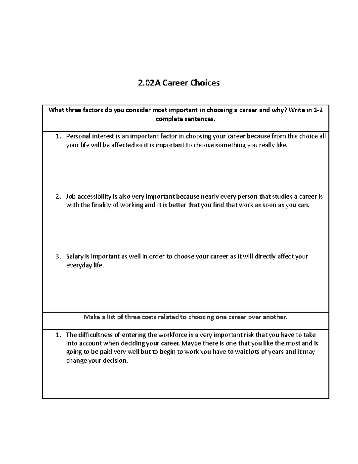 2.02A Career Choices: Key Factors in Career Selection and Budgeting ...