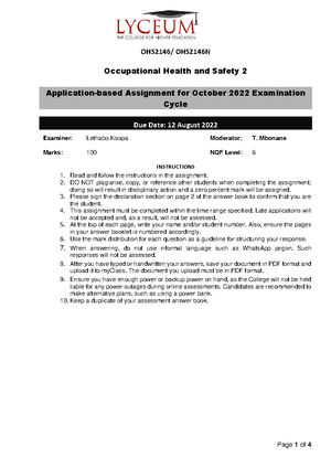 [Solved] Section 22 of the Mine Health and Safety Act 29 of 1996 MHSA ...