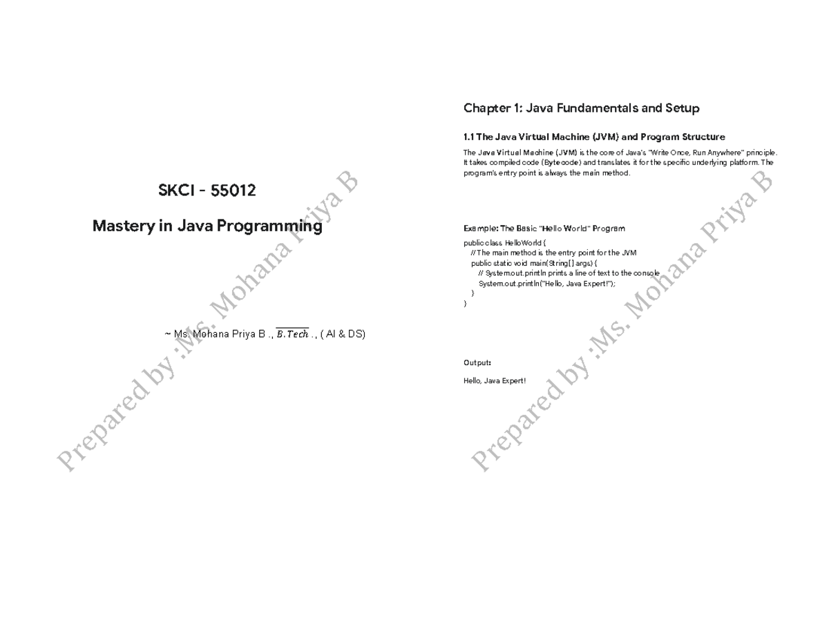 Java Fundamentals: Control Flow, Data Types, and OOP Concepts (JAVA 101) - Studocu