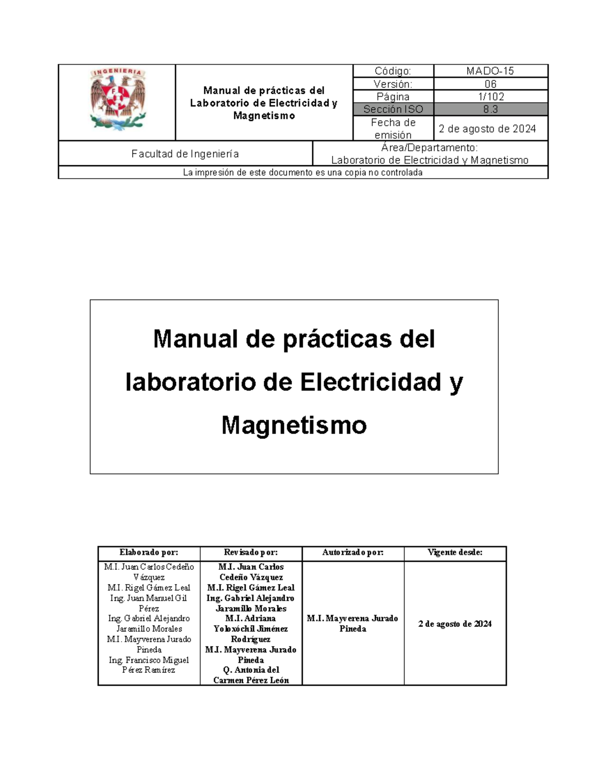 Manual de Prácticas del Laboratorio de Electricidad y Magnetismo - Código: 06 - Studocu