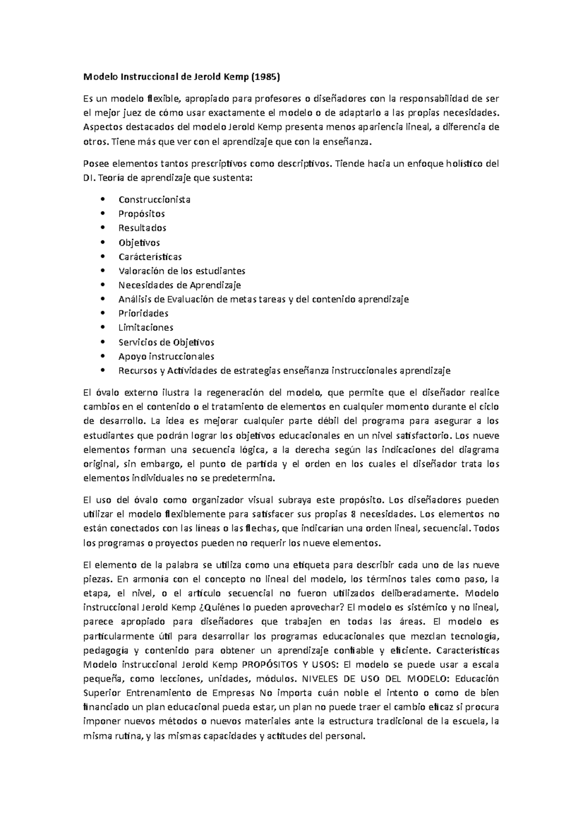 Modelo Instruccional de Jerold Kemp 1985 - Aspectos destacados del ...