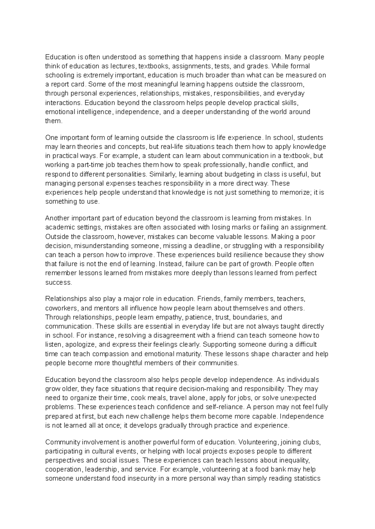 ENG1000 Assignment: The Significance of Learning Beyond the Classroom ...